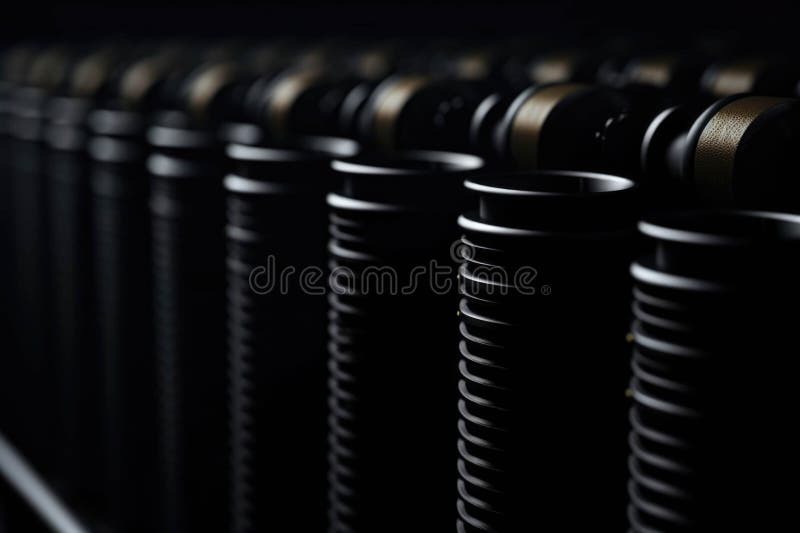 Close Up of a Black Racing Engine Cogs Pistons and Cables Visible ...