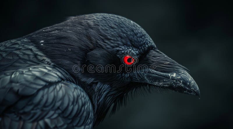 Close-up of a Black Raven with Red Eyes Stock Illustration ...