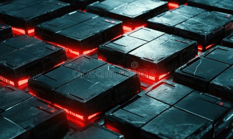 A Close Up of a Black and Red Cube Stock Image - Image of abstract ...