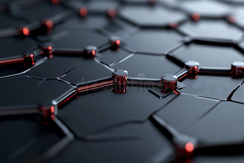 A Close Up of a Black and Red Hexagonal Structure Stock Photo - Image ...