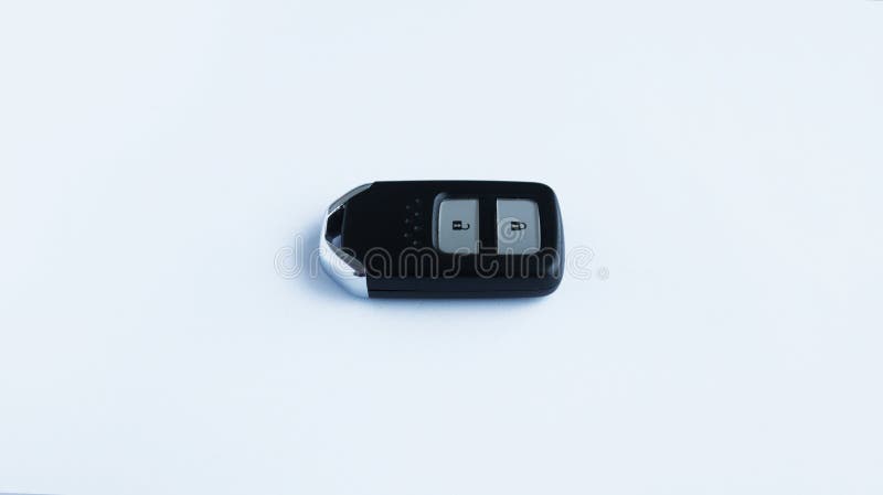Close Up Black Remote Car Key Isolated on White with Lock and Unlock ...