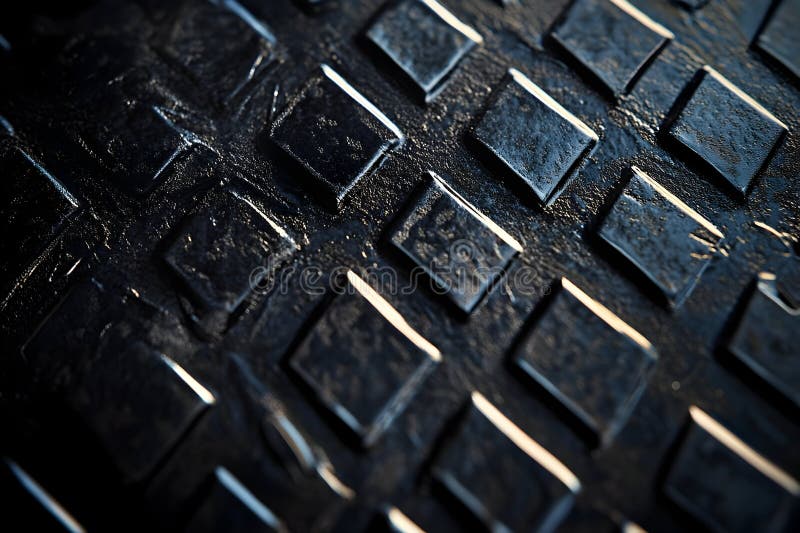 Close-Up of Black Rubber Surface with Square Pattern Texture ...