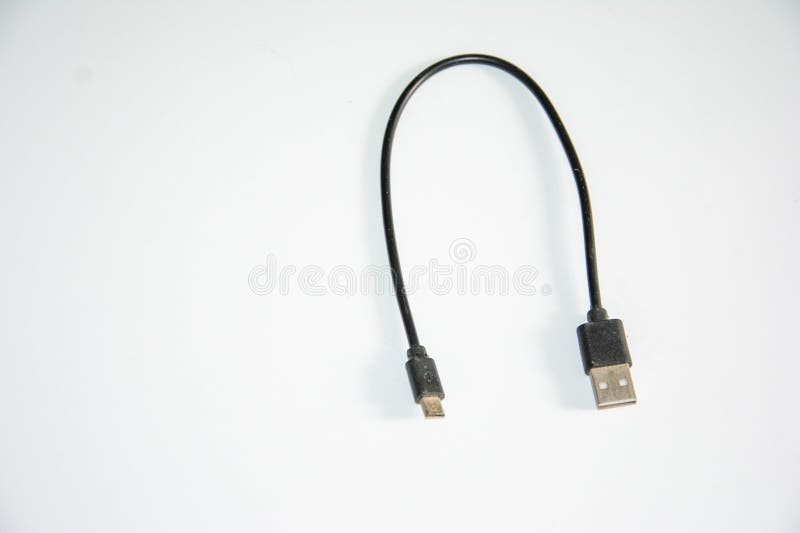 Close Up of Black Short USB-a To Micro USB Connection Cable Stock Photo ...