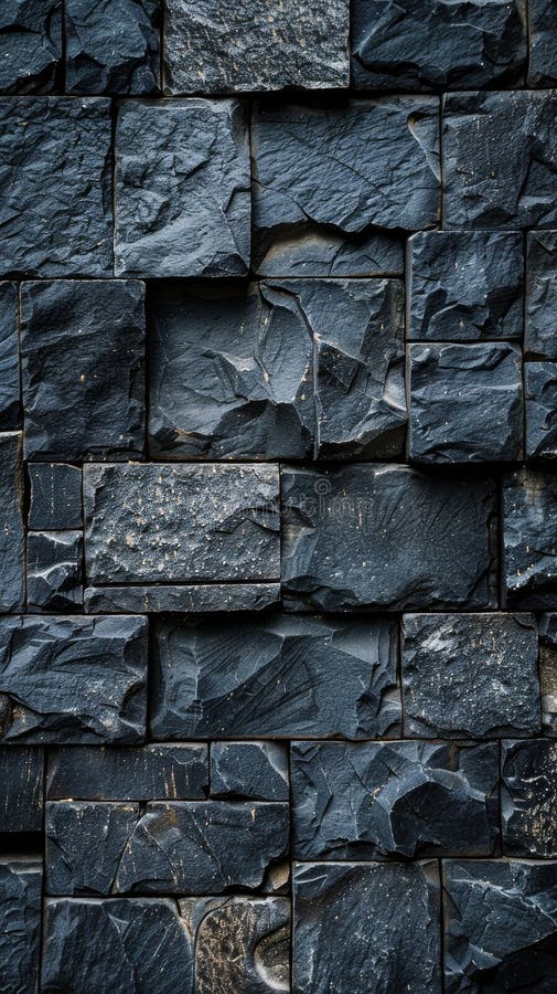 Close Up of Black Slate Stone Wall Texture Stock Image - Image of ...