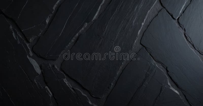 Close-up of Black Slate Tiles Forming an Intricate and Textured Pattern ...