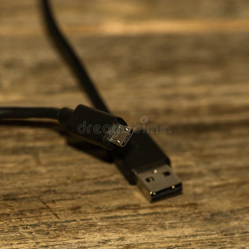 Close Up of Black USB Cable Isolated, Cable USB Connection Stock Image ...