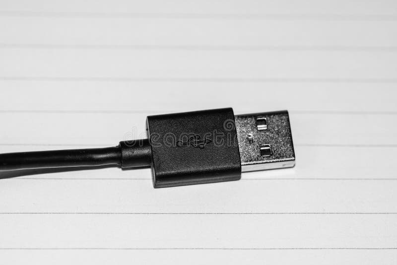 Close Up of Black USB Cable Isolated, Cable USB Connection Stock Photo ...