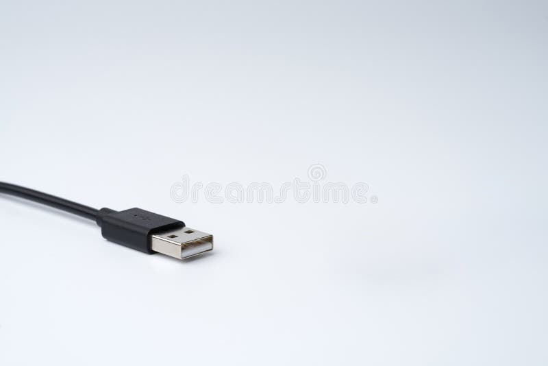 Close-up of Black USB Type-a Male Cable Plug Isolated on White ...