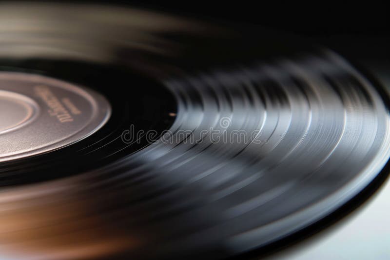 Close-up of Black Vinyl Record with Visible Label on White Surface ...