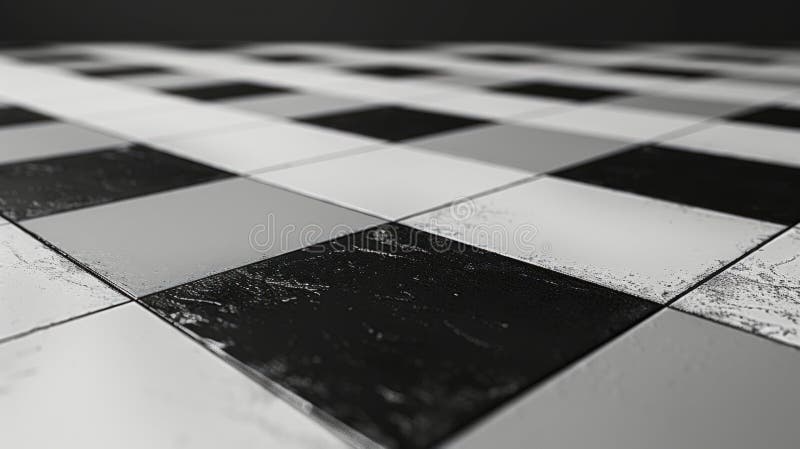 Close-up of Black and White Checkerboard Tiles with Textured Surface ...