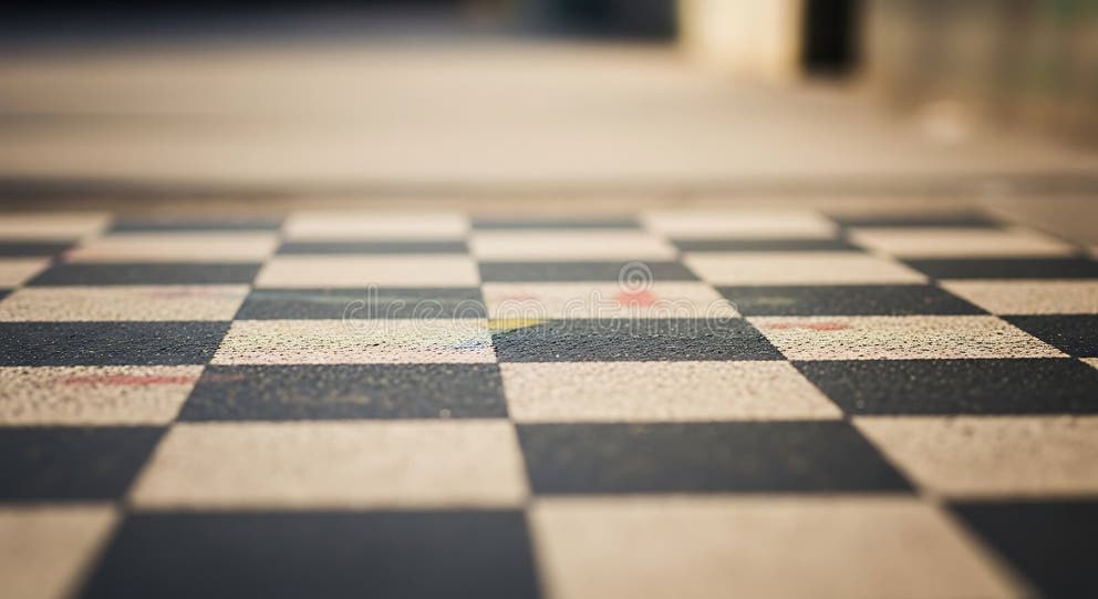 A Close-up of a Black and White Checkered Floor Pattern Extends into ...