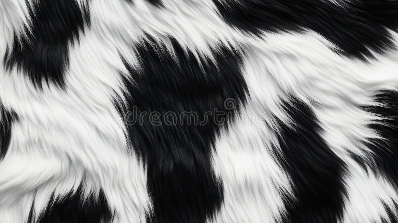 A Close-up of Black and White Cowhide Texture, Showcasing Its Soft ...