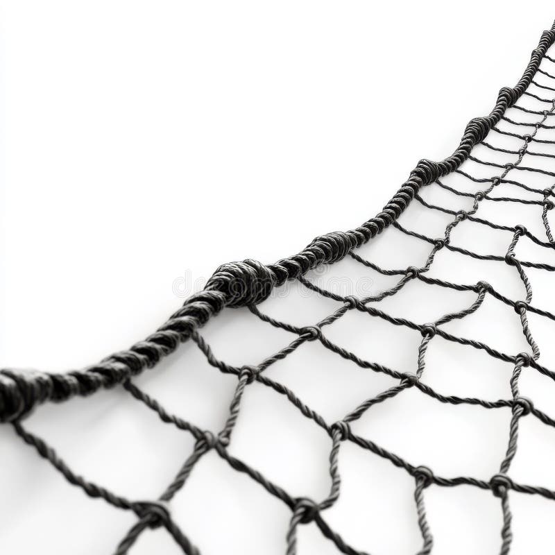 Close-up of Black and White Rope Netting Texture in Geometric Pattern ...