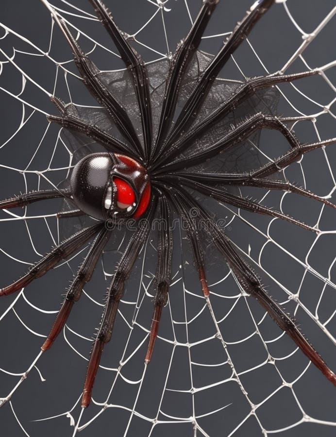 Close Up of a Black Widow Spider in a Web,generative Ai Stock ...