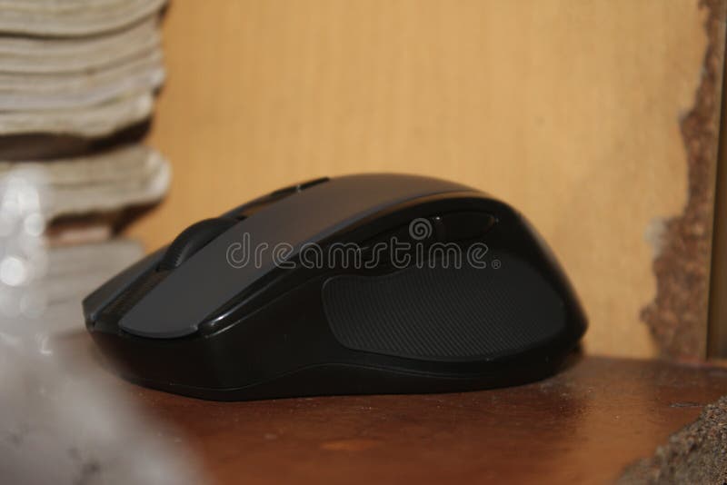 Close Up of Black Wireless Mouse with an Ergonomic Design Stock Image ...