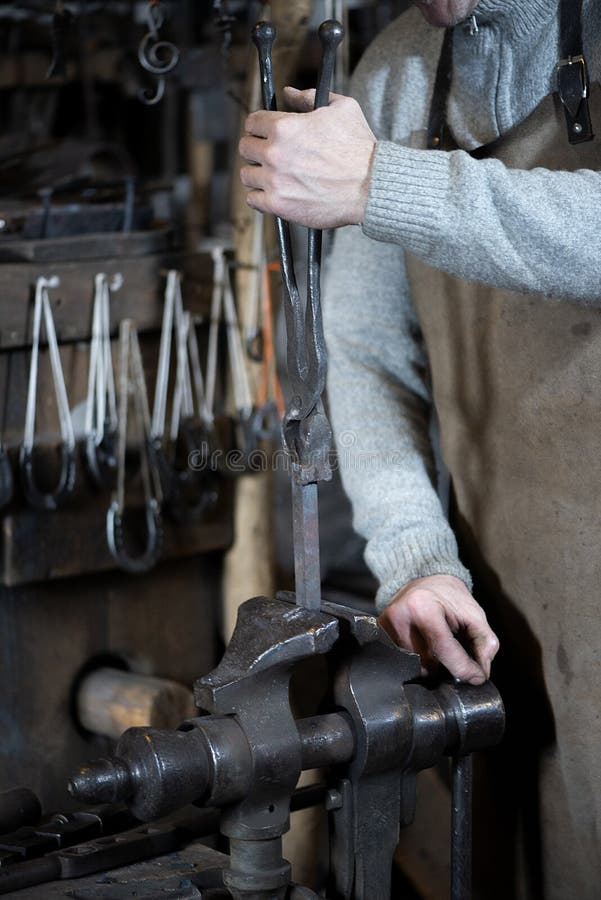 Close-up of a Blacksmith Hand Working in a Smithy with His Tools Stock ...