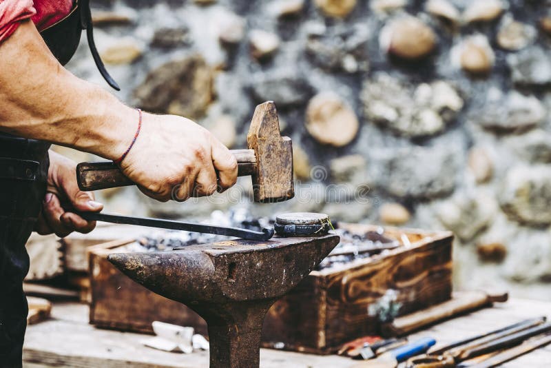 Close-up of a Blacksmith S Hands Working Stock Image - Image of hands ...