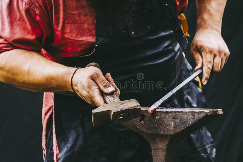 Close-up of a Blacksmith S Hands Working Stock Image - Image of iron ...