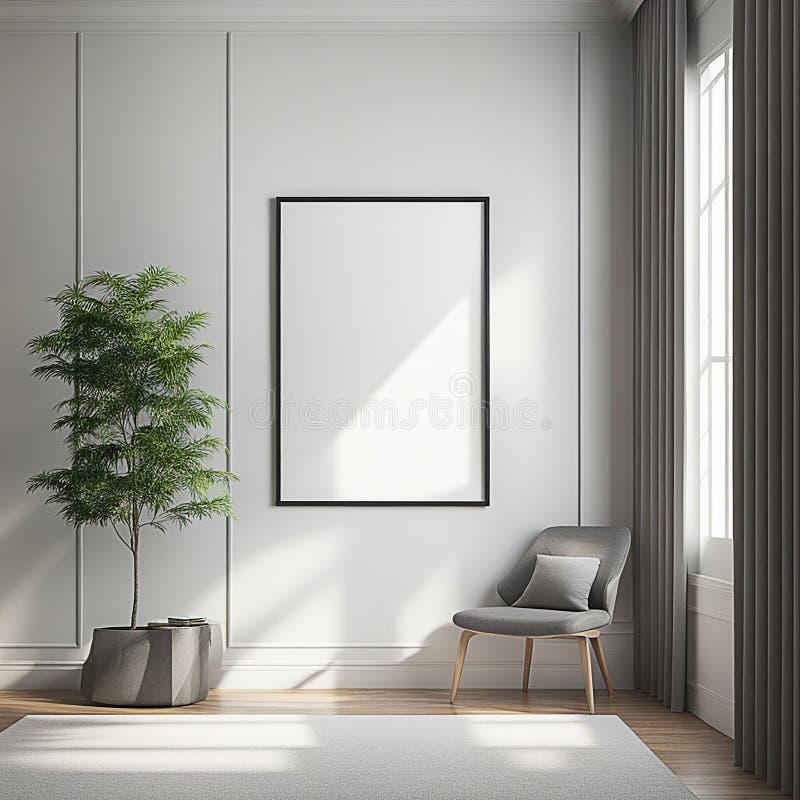 Close Up Blank Frame Mockup on Wall in the Living Room. Frame Mockup ...