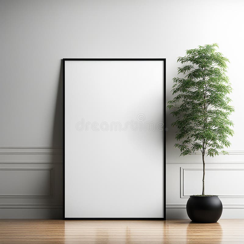 Close Up Blank Frame Mockup on Wall in the Room. Frame Mockup Design ...