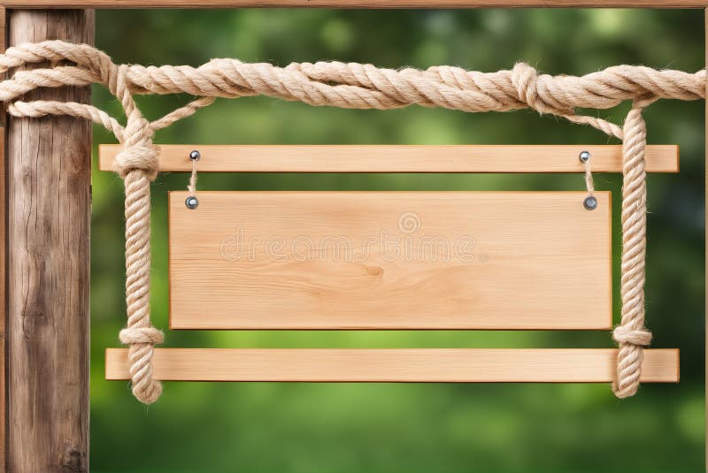 Close-up of Blank Hemp Rope Wooden Notice Board Stock Illustration ...