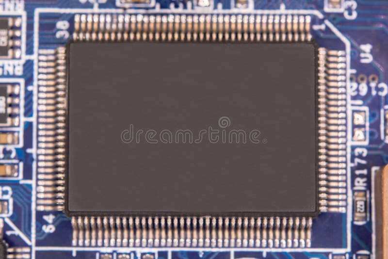 Close Up Blank Microchip on Electronic Circuit Board Stock Image ...