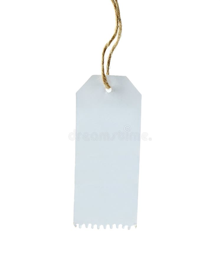 Blank Price Tag or Label with Thread Isolated White Background. Stock ...