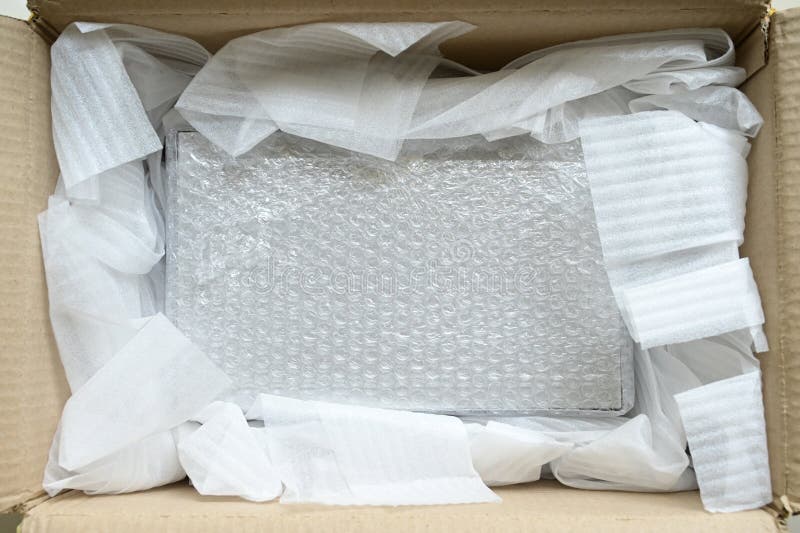 White Wrap Bubble Put in Brown Box Stock Photo - Image of business ...