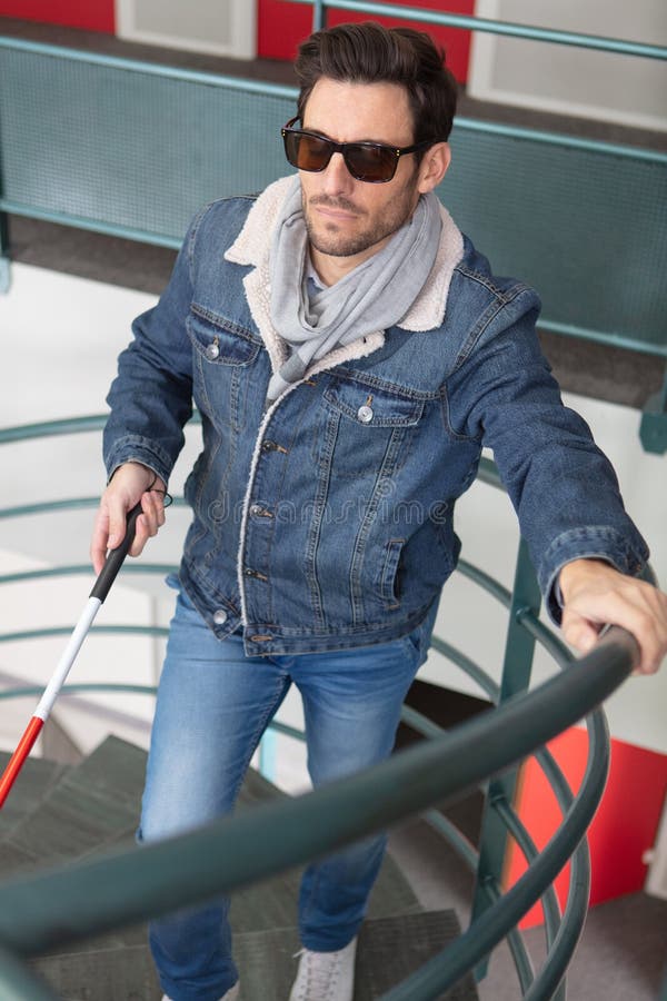 Close Up Blind Person Negotiating Steps Stock Image - Image of guidance ...