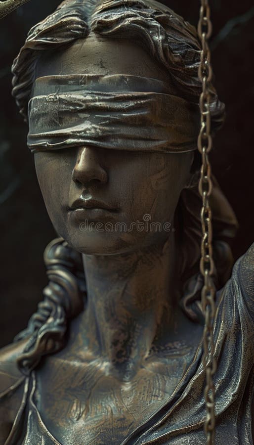 Close Up of a Blindfolded Justice Statue Holding Scales, Symbolizing ...