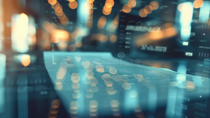 Closeup of a Blinking Cursor on an Unfinished Document with a Blurry ...