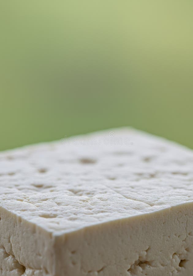 Close-up of a Block of Tofu Against a Green Background Stock Photo ...