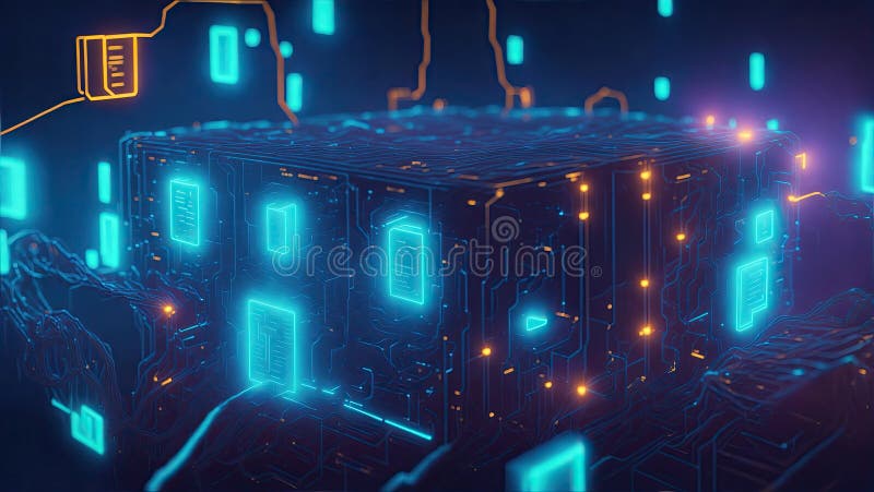 A Close-up of a Blockchain Network with Interconnected Blocks and Data ...