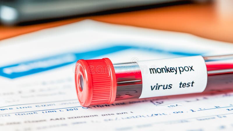 A Close-up of a Blood Sample Labeled "monkeypox Virus Test." AI ...