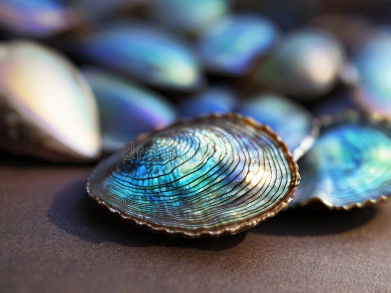 Close Up of Blue Abalone Pearl Shell with Shiny Layers. Stock Photo ...