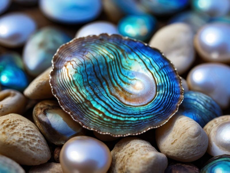 Close Up of Blue Abalone Pearl Shell with Shiny Layers. Stock Image ...