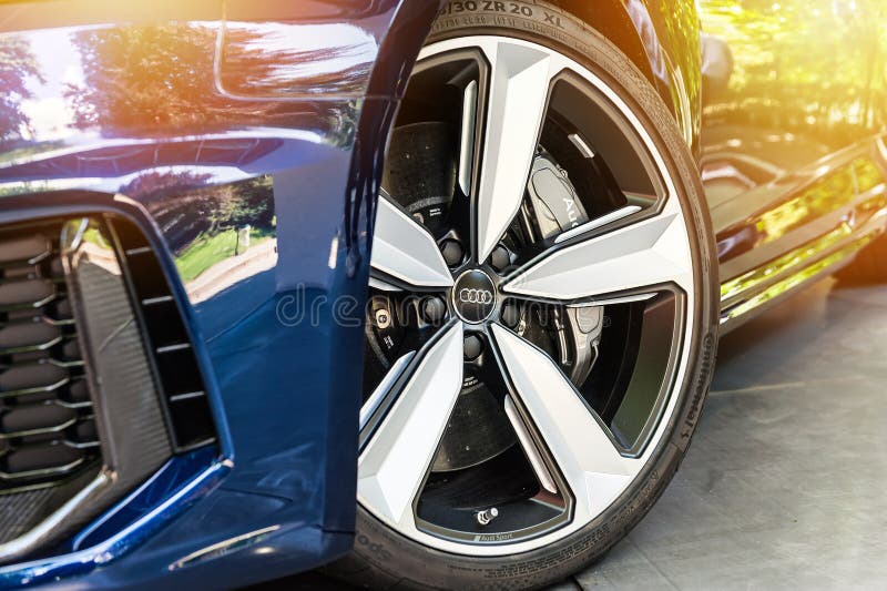 Close up of a blue Audi editorial image. Image of automobile - 97038990