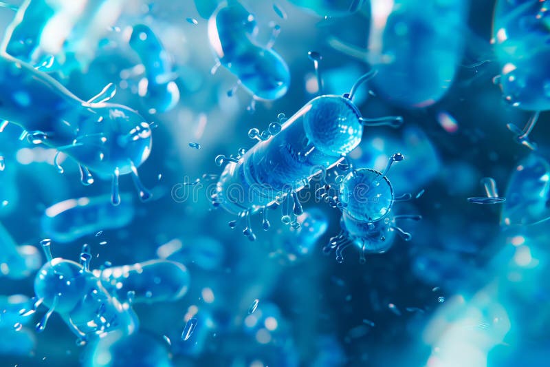 A Close Up of Blue Bacteria in Water Stock Photo - Image of larva ...