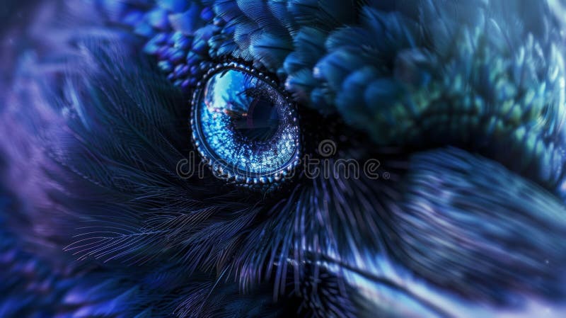 A Close Up of a Blue Bird with Feathers and an Eye, AI Stock Image ...