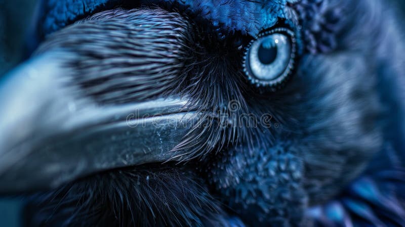 A Close Up of a Blue Bird with Large Eyes and Feathers, AI Stock Image ...
