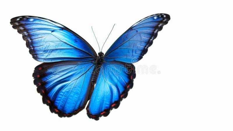 Close-up of a Blue Butterfly on a White Background Stock Photo - Image ...