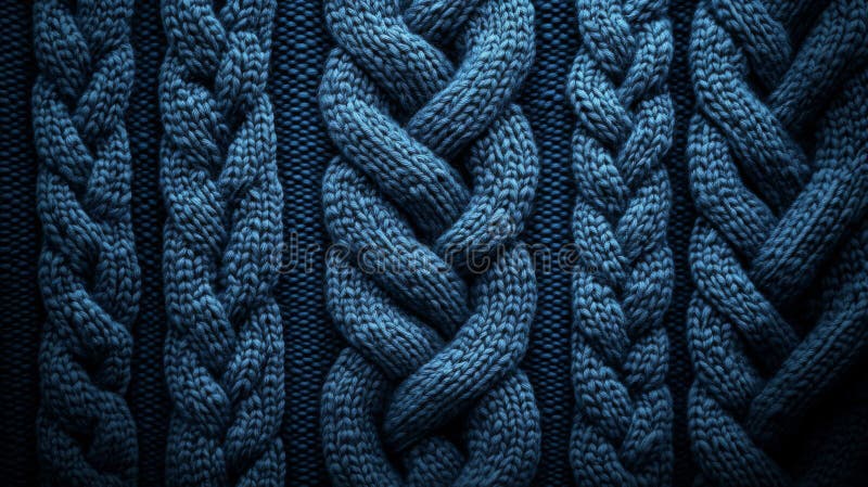 Close-up of Blue Cable Knit Fabric Texture Stock Illustration ...