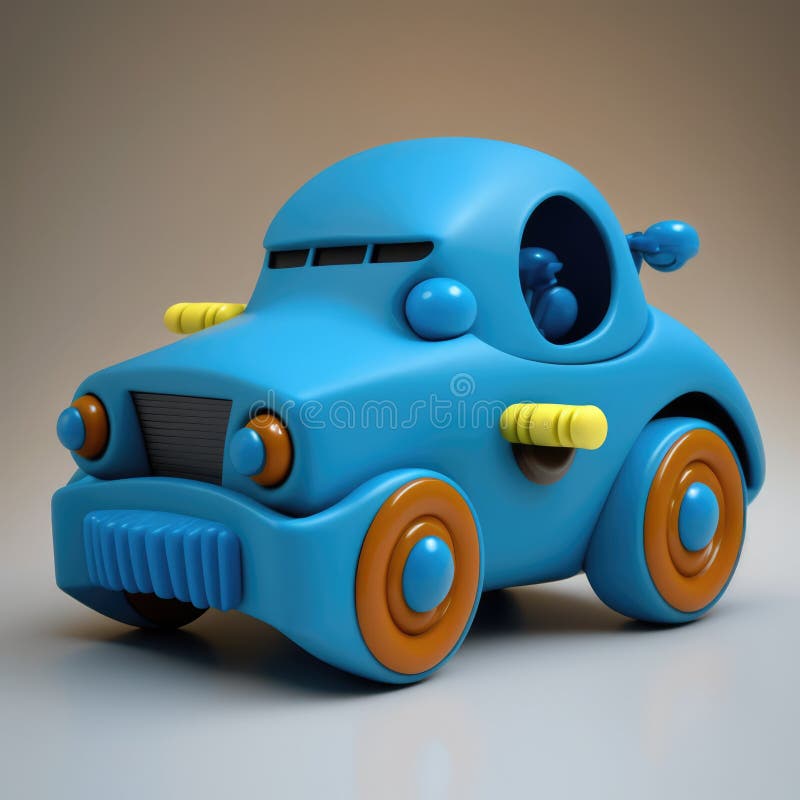 Close Up of Blue Car Toy on Grey Background, Created Using Generative ...