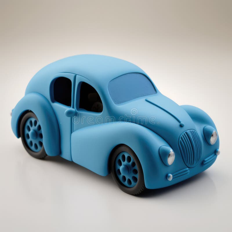 Close Up of Blue Car Toy on Grey Background, Created Using Generative ...