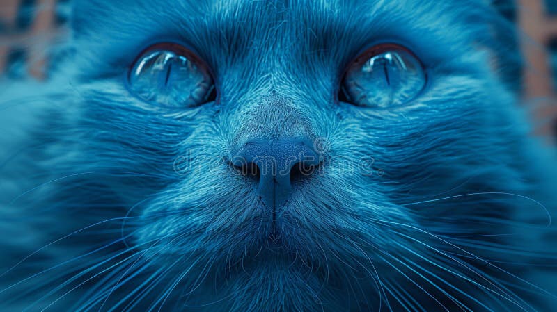 A Close Up of a Blue Cat S Face with Large Eyes, AI Stock Image - Image ...