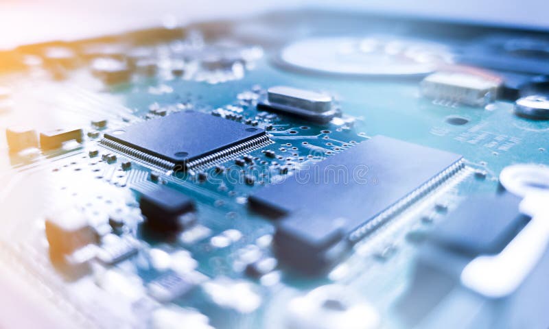 Close Up of the Blue Circuit Board Stock Photo - Image of circuit ...