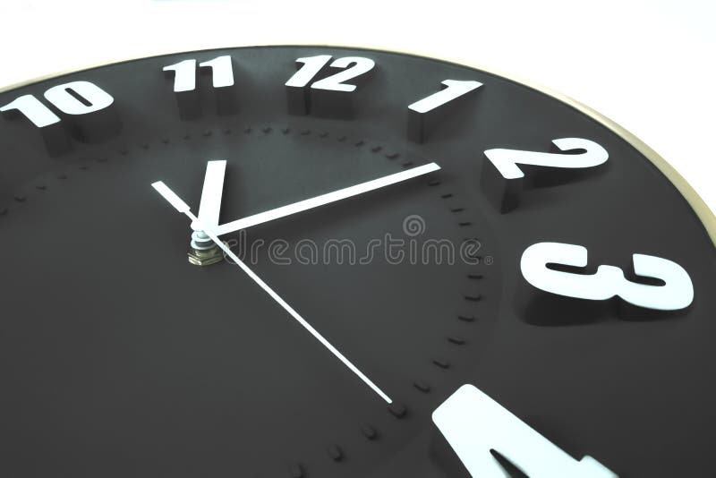 Close Up of a Black Clock Face with 3D Numbers and Second Hand Stock ...