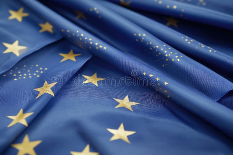 Close-up of a Blue Cloth Featuring Gold Stars Stock Photo - Image of ...