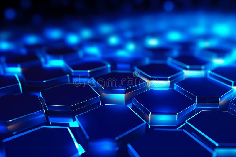Close Up of Blue Computer Keyboard with Hexagonal Shapes. Generative AI ...