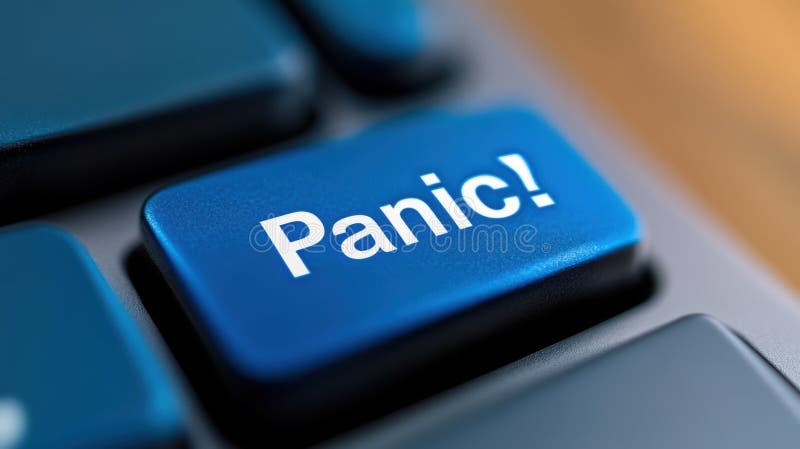 A Close Up of a Blue Computer Keyboard with the Word Panic on it, AI ...